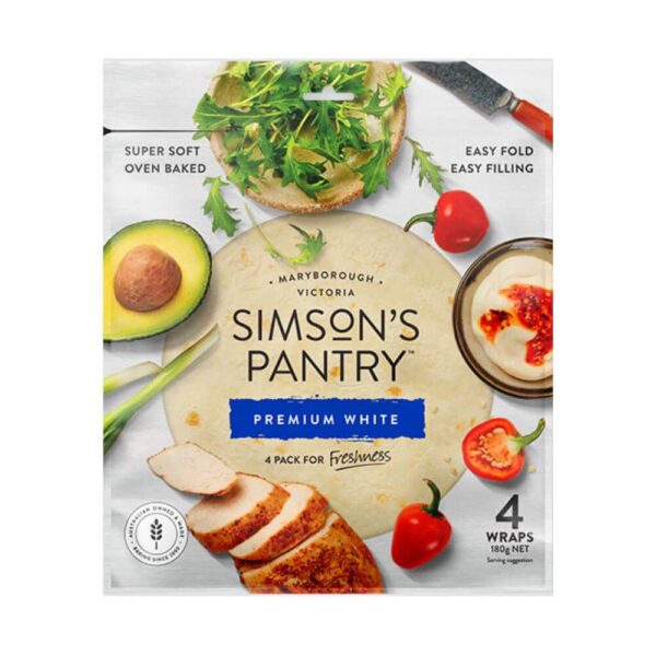 Simson’s Pantry – Premium White Wrap (180g/pack | 20packs/case) – by ...